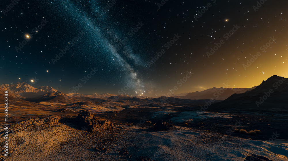 Night sky milky way stars landscape mountains space universe celestial ...