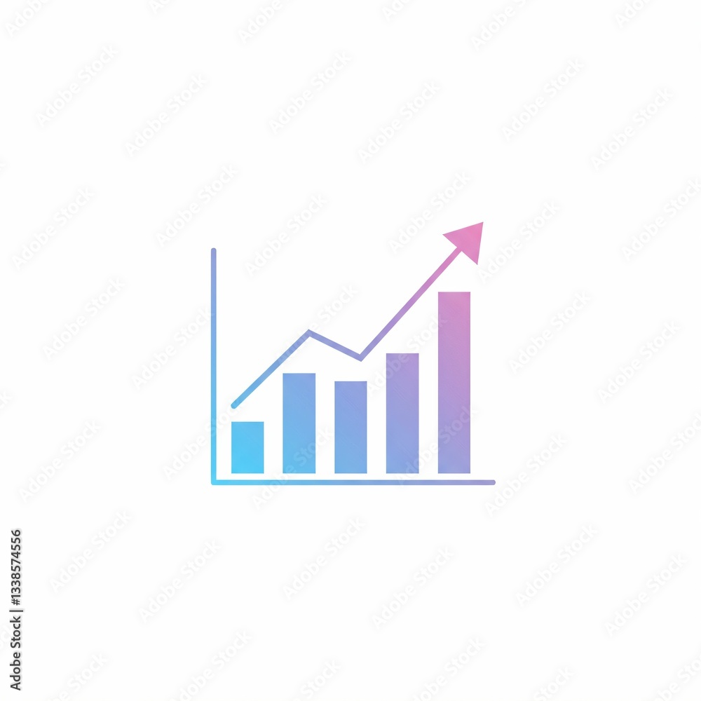 AI-generated gradient bar chart with upward arrow symbolizing growth ...
