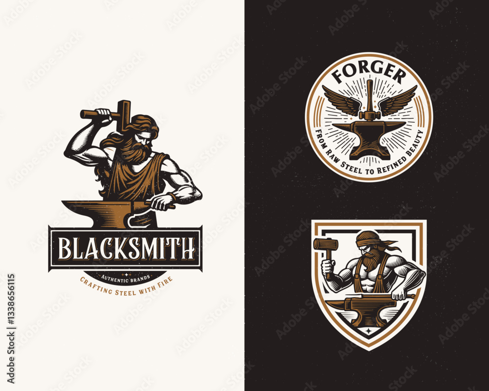 Iron goddess blacksmith metal industry logo template for business Stock ...