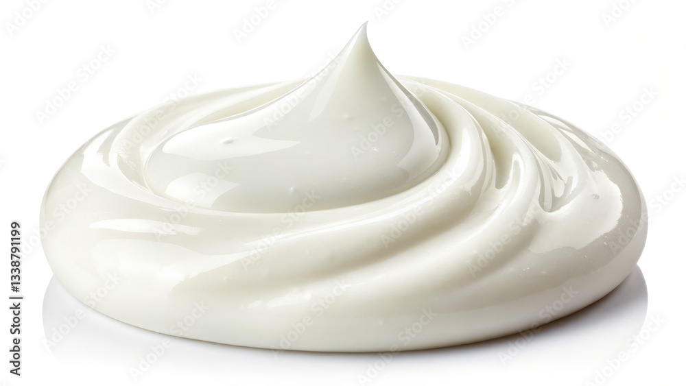 creamy dollop of white cream or moisturizer. A smooth, glossy swirl of ...