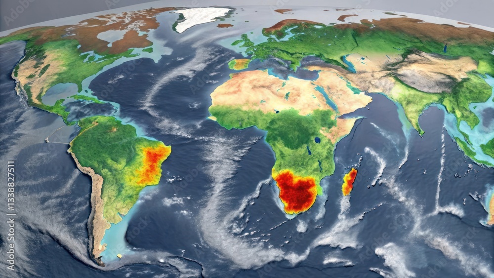Global precipitation distribution map analyzing rainfall patterns ...