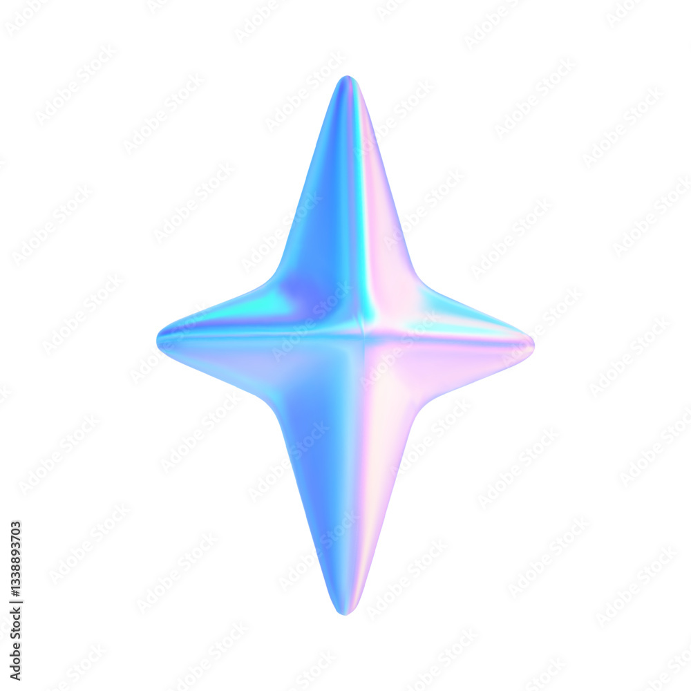 Y2k 3d hologram star icon. Chrome sparkle element. Sticker futuristic ...
