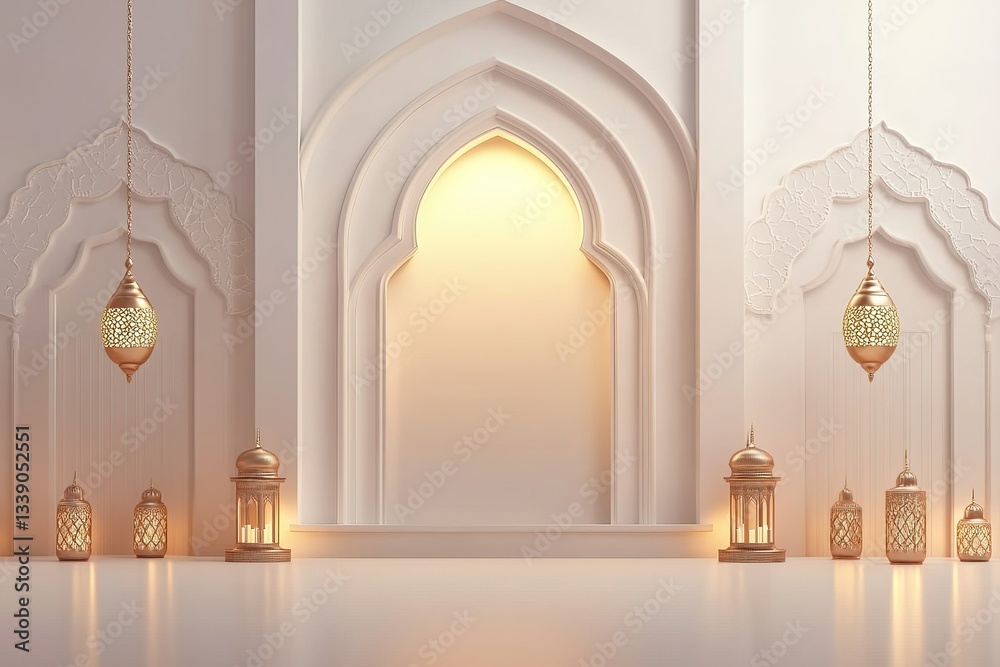 Eid al Fitr festival 3d royal render , poster and blank banner template ...