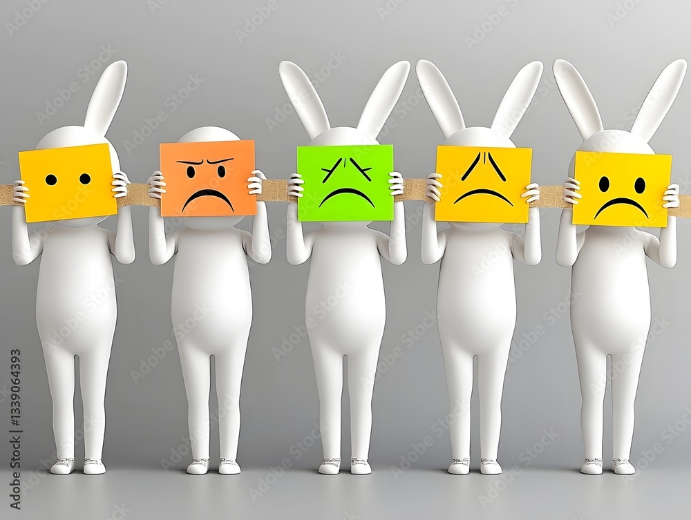 Animated 3D bunny character using interactive emotion flashcards to ...