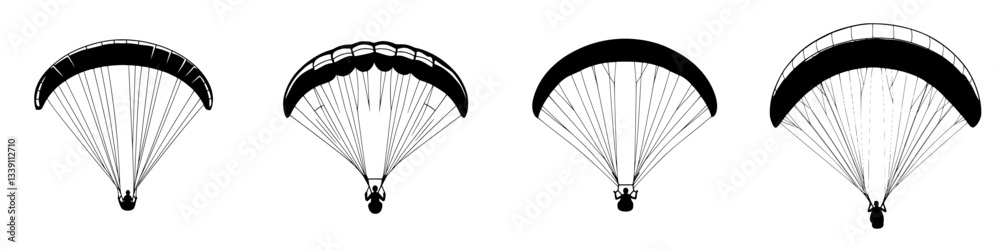 Different types of parachutes are shown displaying various designs and ...