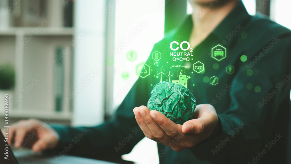 Business hands holding the green world for the Sustainable Development ...