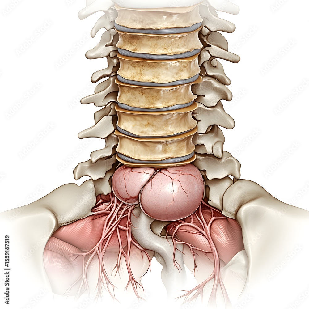 Cross section of protruding spinal disc and surrounding anatomy Stock ...