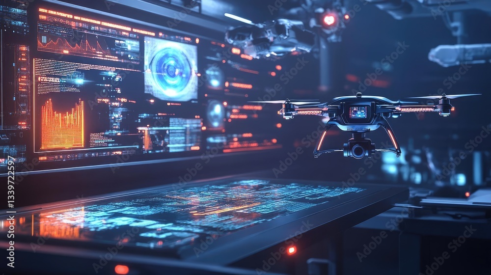 Futuristic Drone Control Interface with Data Visualization and ...