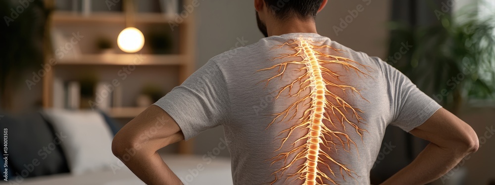 Back pain: spinal discomfort, posture strain, nerve pressure, muscular ...