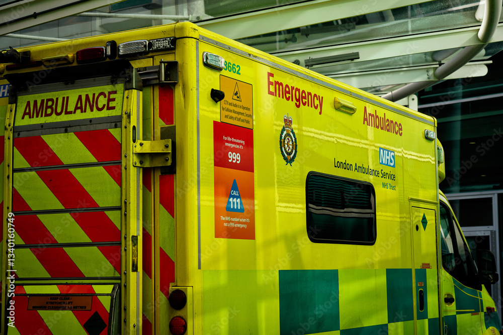 NHS National Health Service Vehicle Rear View, London Ambulance Service ...