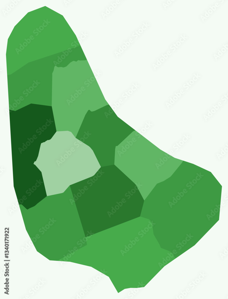 Map of Barbados with regions. Just a simple country border map with ...