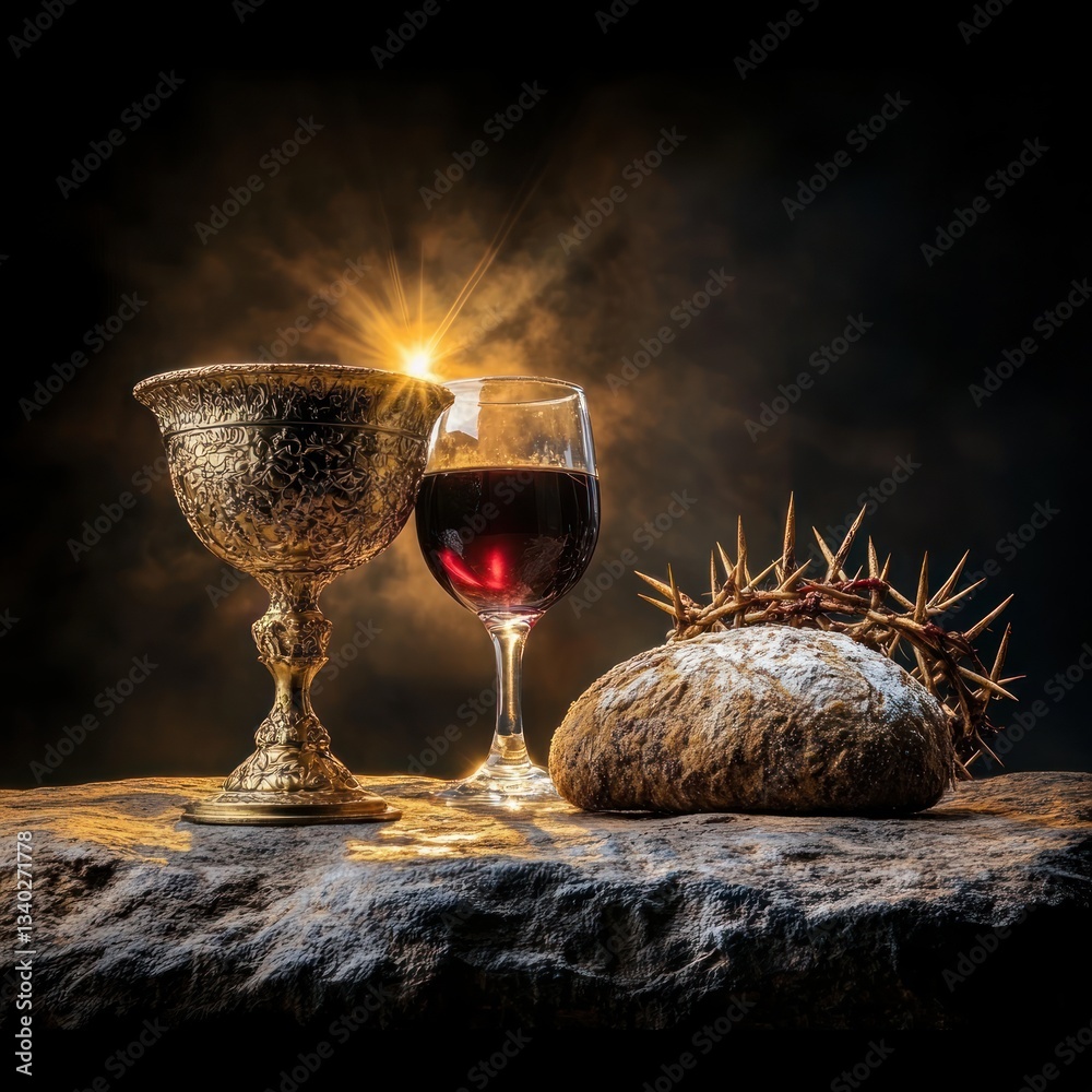 The Last Supper of Jesus with Passion Objects: Communion, Calvary, Holy ...