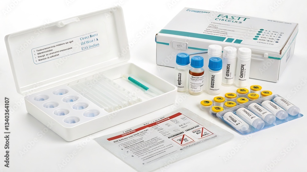 Medical Test Kit with Diagnostic Reagents, Isolated on a White ...