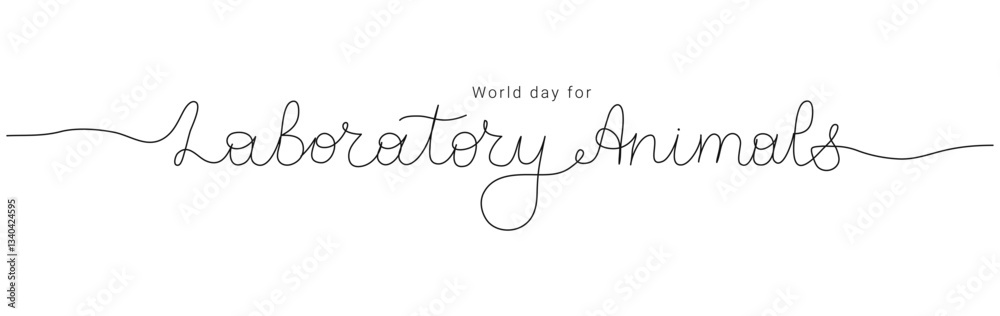 World day for laboratory animals one line art lettering. Outline hand ...