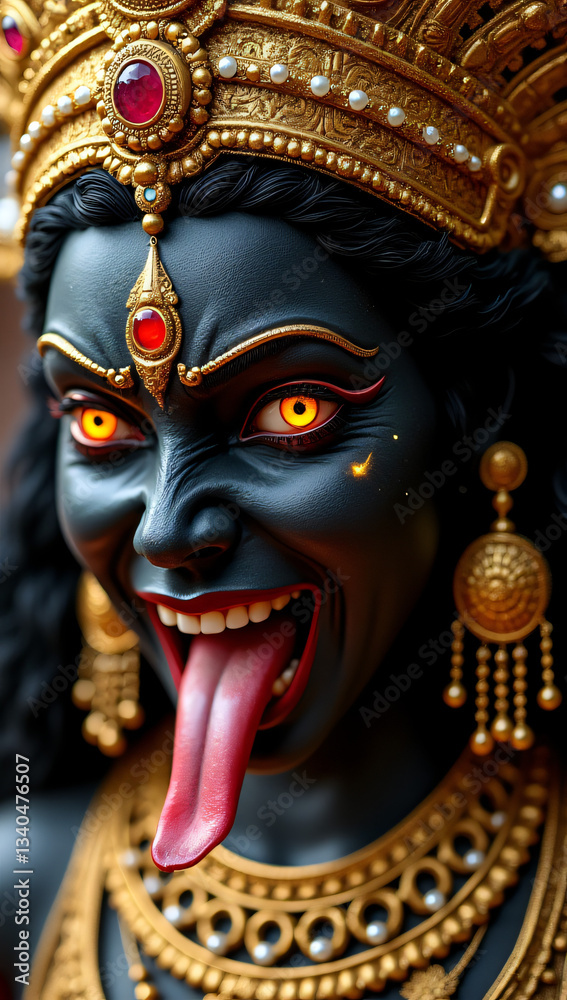Close-Up of Fierce Goddess Mahakali | Powerful Divine Expression Stock ...
