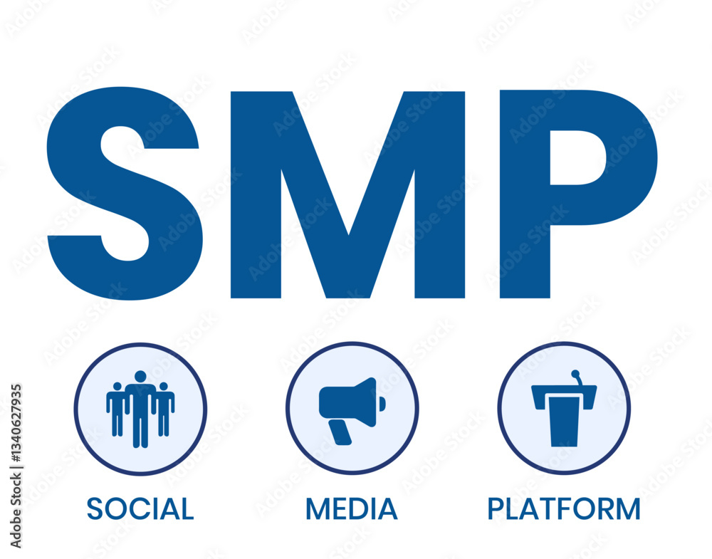 SMP - Social Media Platform acronym, concept background. vector ...