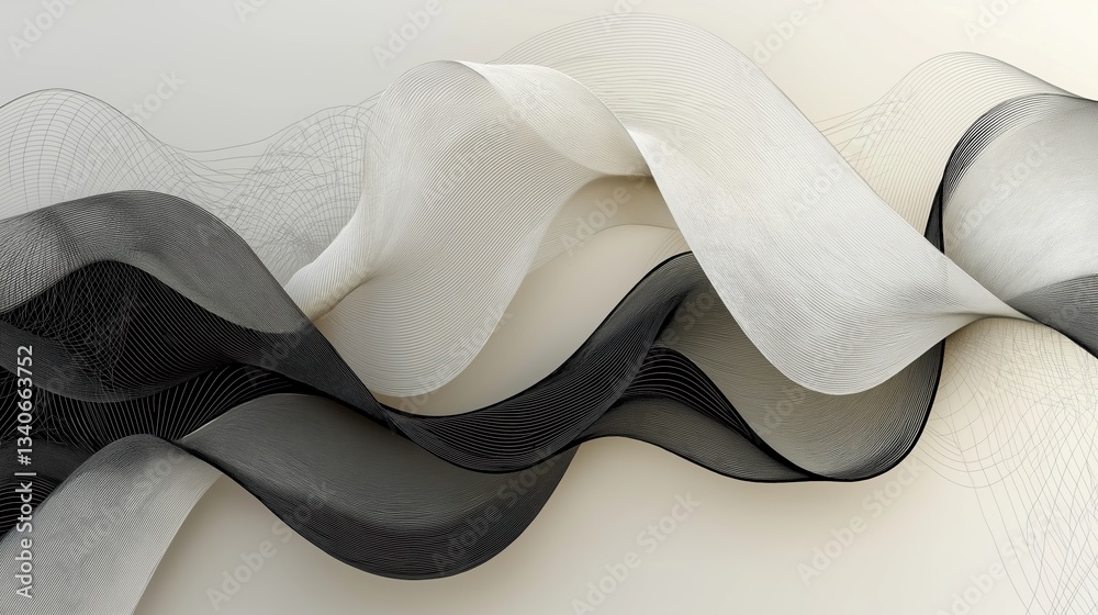 Abstract digital art piece that appears to be made up of multiple wavy ...