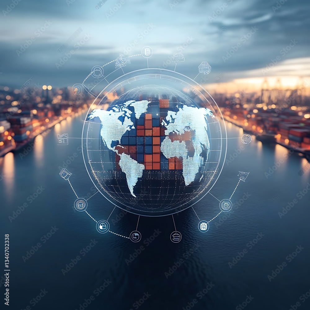 Import tariffs increase concept with global trade symbols. Ai Generate ...