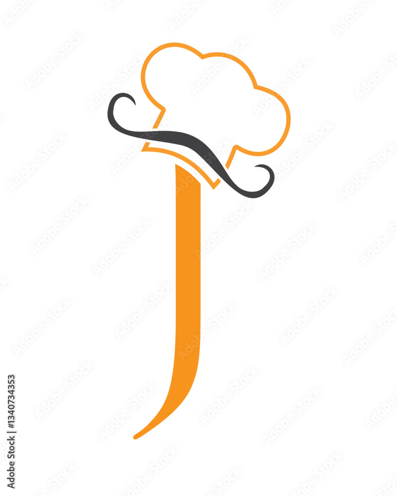 Initial Letter J Chef Hat Symbol For Restaurant Logo Design Vector ...