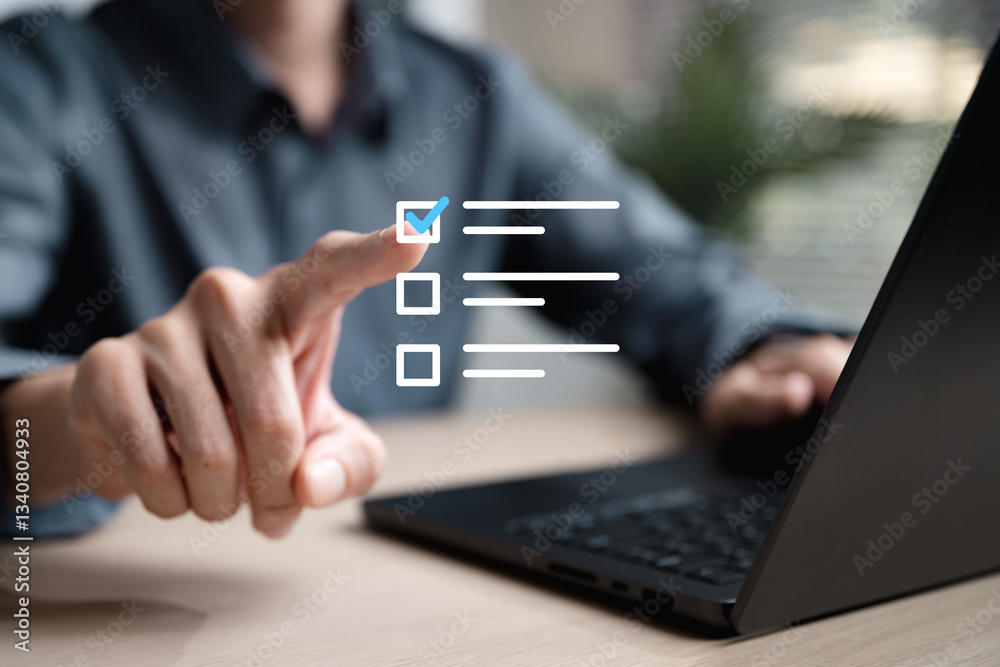 Foto de Stock Checklist management plan. Tick answer on checkbox. Plan ...