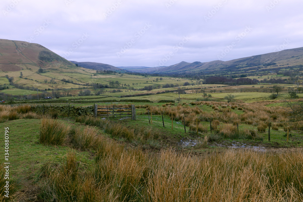 Edale Valley, in the High Peaks, in Derbyshire, in March 2025. Stock ...