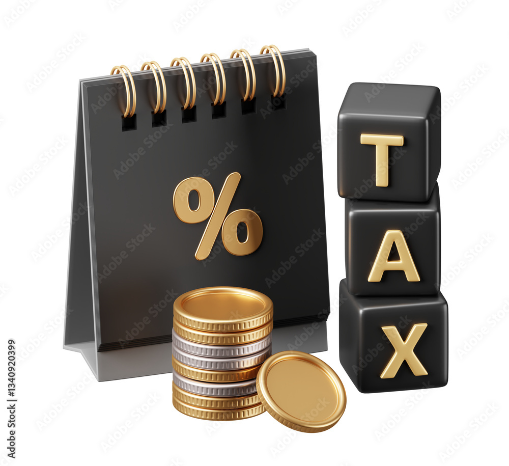 3D Tax Calendar with Finance Accounting Isolated on Transparent Png ...