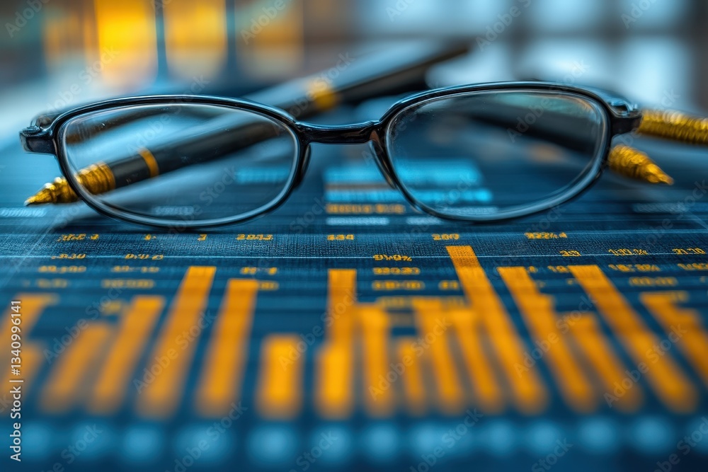 Analyzing Key Performance Indicators With a Pen on a Bar Graph for ...