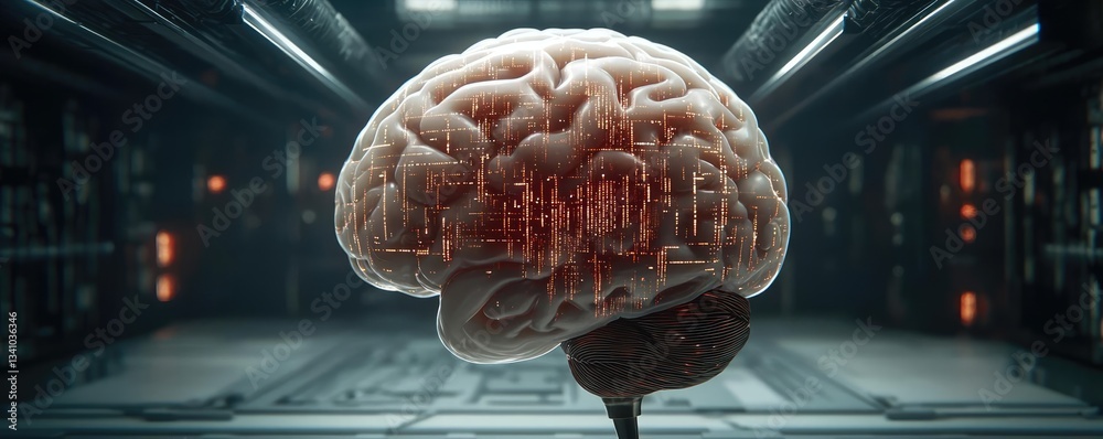 Artificial intelligence circuit and brain science concept. Futuristic ...