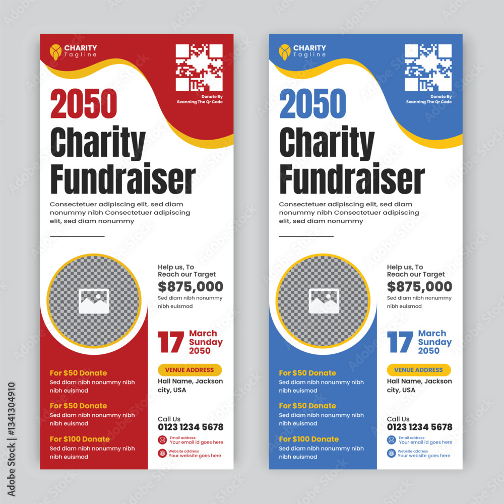 Charity fundraiser rack card design template or Charity activities ...