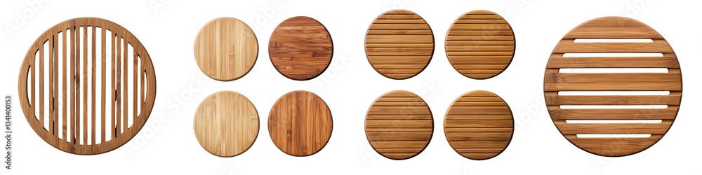 Collection of various wooden circular textures panels and patterns in ...