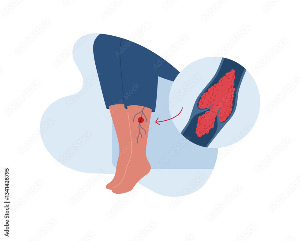 Deep vein thrombosis for healthcare infographic. Vector flat character ...