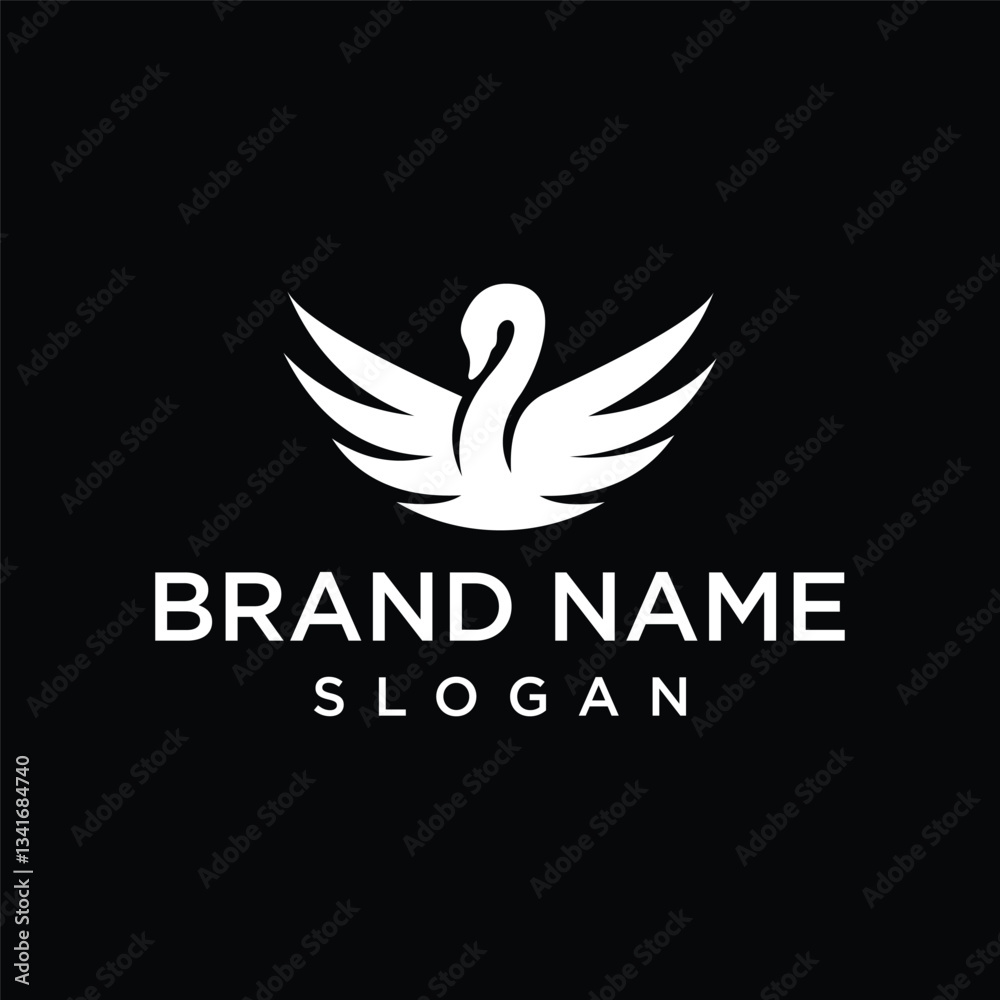 Simple swan logo, clean white silhouette on a black background. Perfect ...