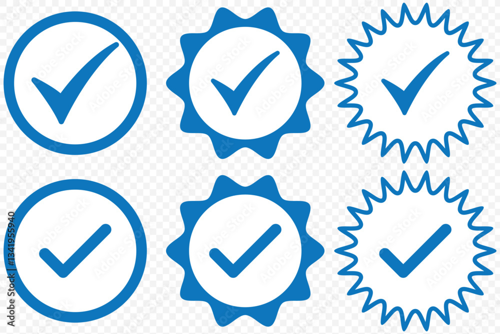 set of verified badge. blue tick vector. Transparent PNG available ...