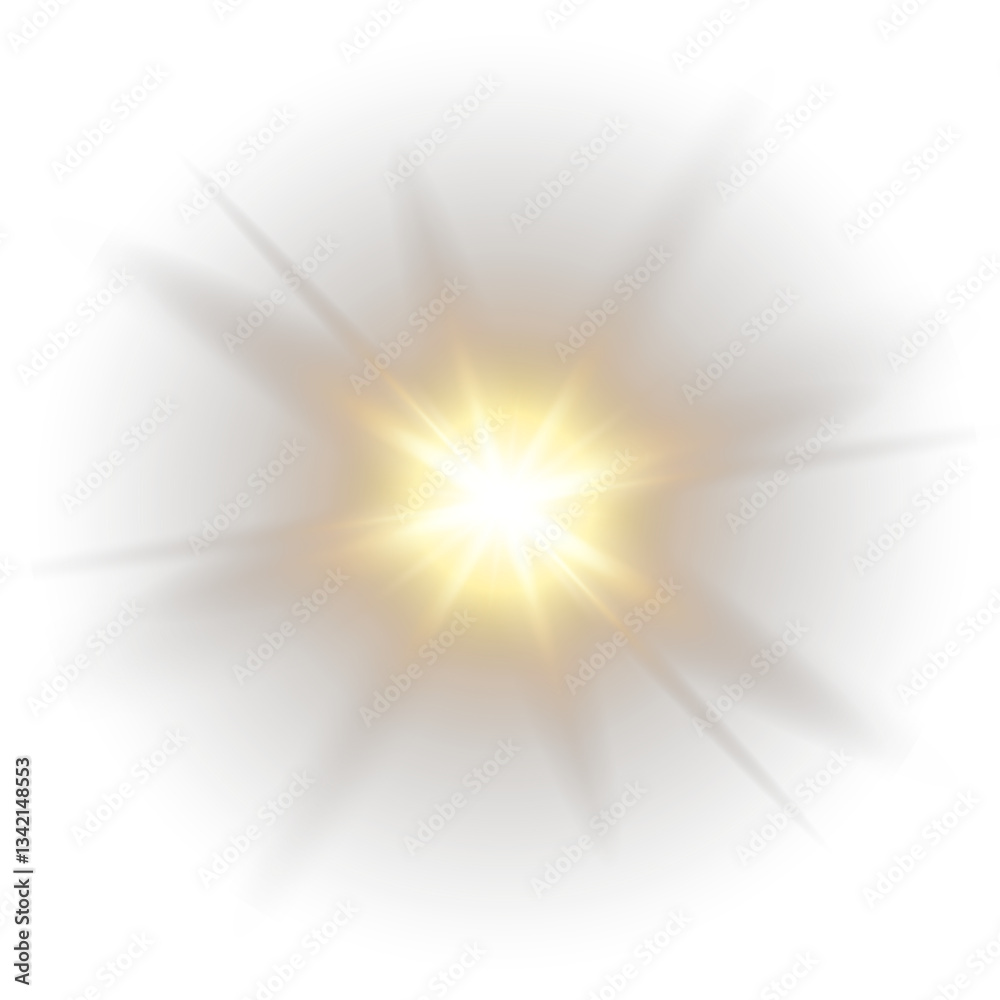 Vector transparent sunlight with sun glare. Overlay, Sun rays and glare ...