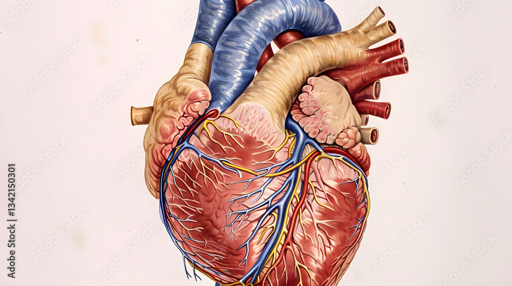 Comprehensive Cross-Section Illustration of Human Heart Demonstrating ...