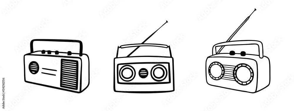 Radio outline line art for coloring page. retro vintage Radio ...