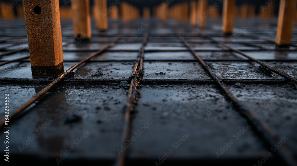 Time-lapse effect of a concrete slab drying, with wooden formwork and ...