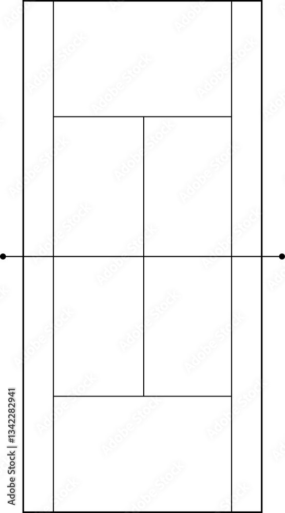 Tennis Court Field Size and Dimension Drawing Illustration. Tennis Clay ...