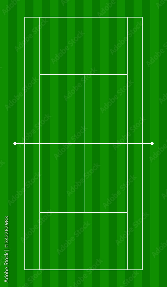 Tennis Court Field Size and Dimension Drawing Illustration. Tennis Clay ...
