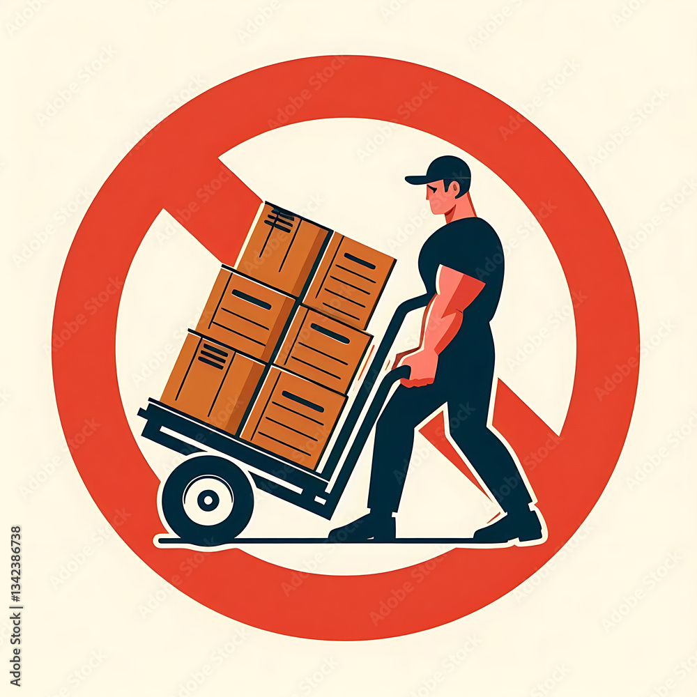 prohibido, no levantar cargas pesadas, elementos pesados, riesgo de ...