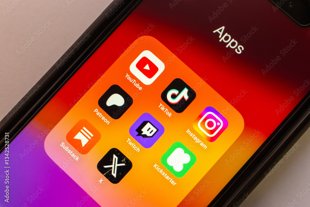 Mexico City, MEXICO - Mar 11 2025 : YouTube, TikTok, Instagram, Patreon, Twitch, Kickstarter ...