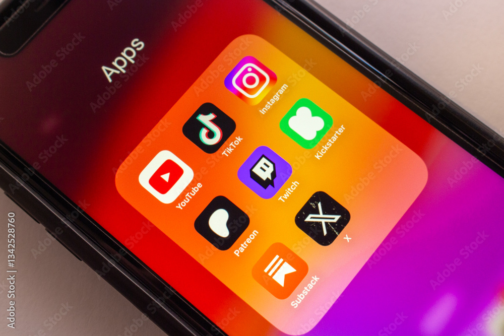 Mexico City, MEXICO - Mar 11 2025 : Selection of YouTube, TikTok ...