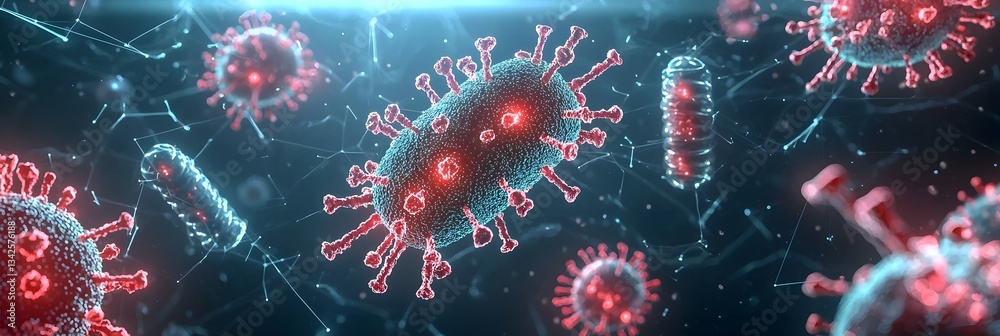 A detailed 3D rendering showcasing the intricate structures and glowing ...