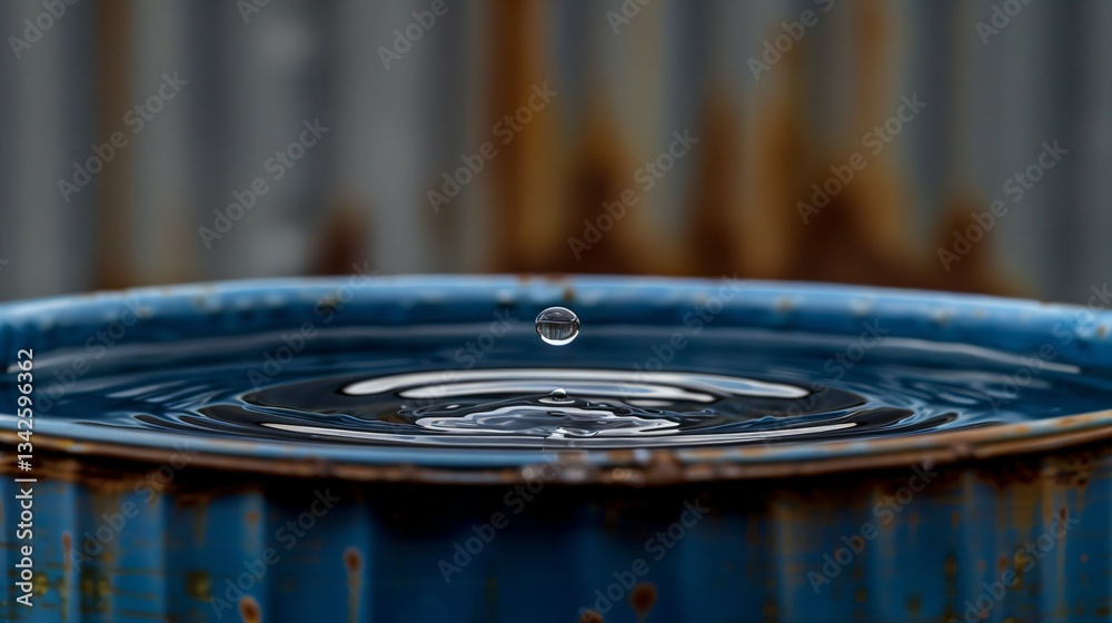Close-up of water droplet falling from cooling tower, symbolizing ...