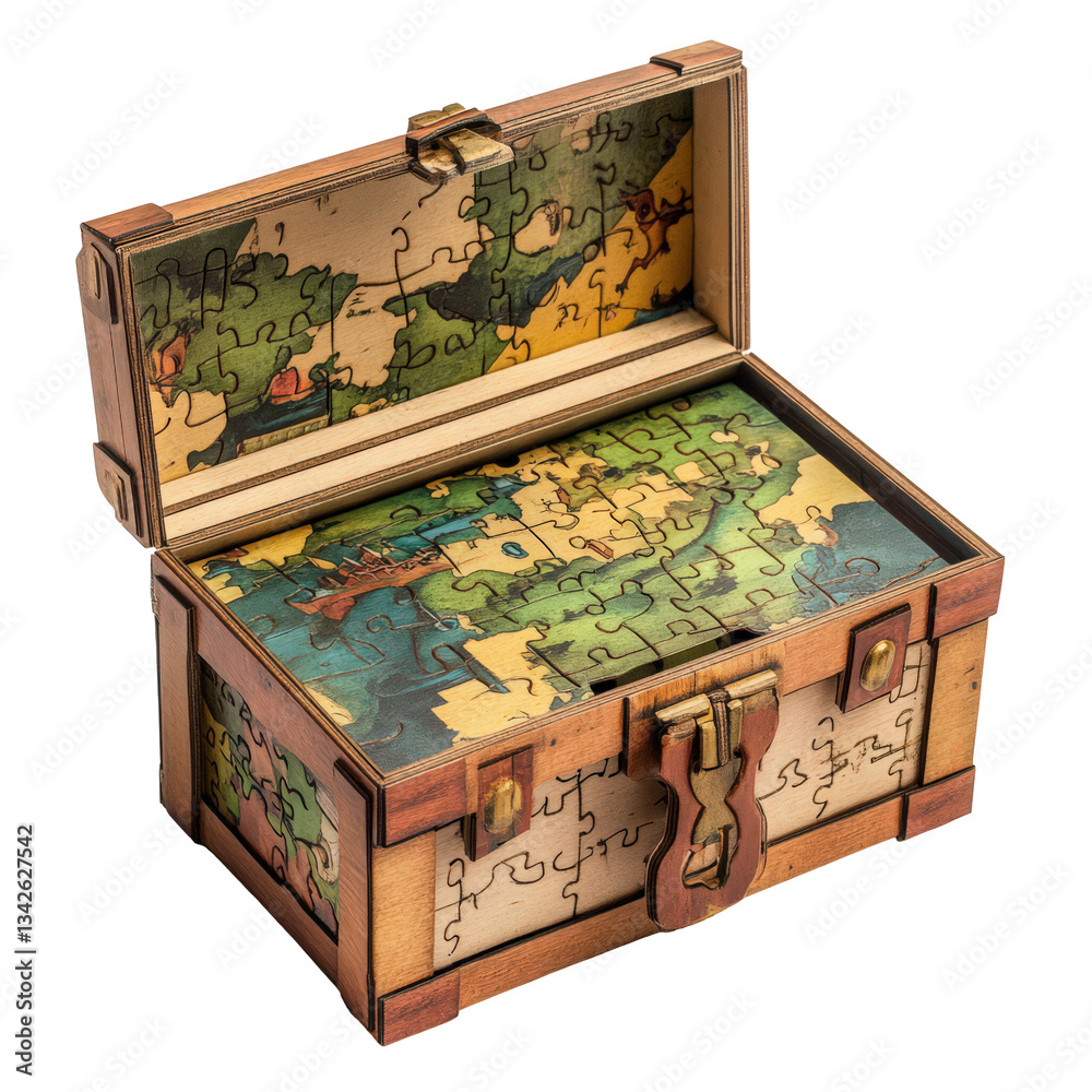 Unsolved mystery: Wooden treasure chest filled with a jigsaw puzzle map ...