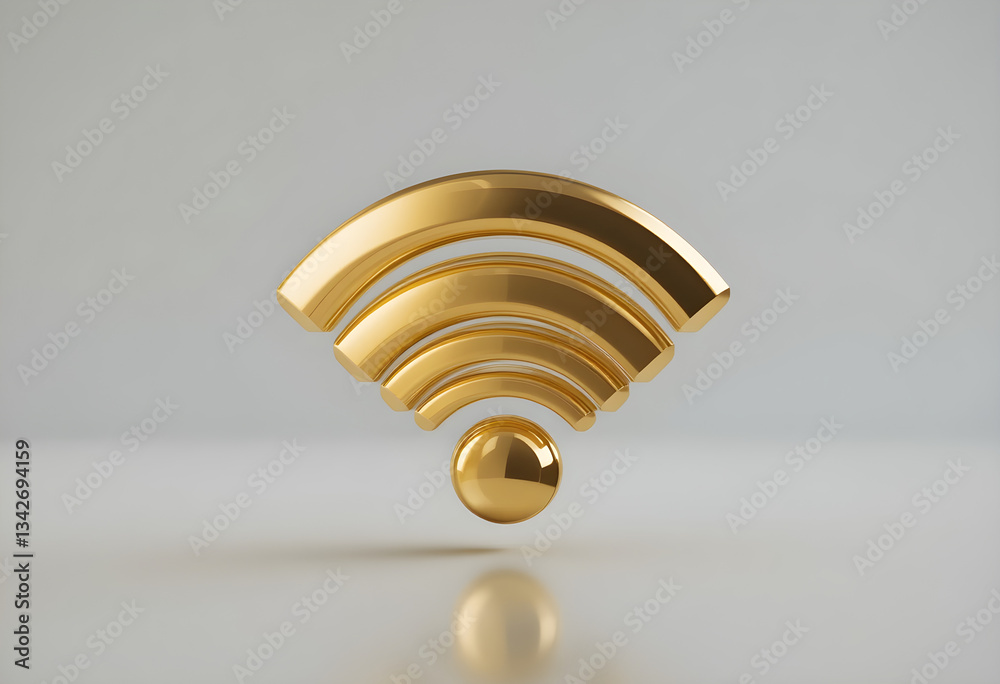 Golden wifi symbol wireless internet network connection technology ...