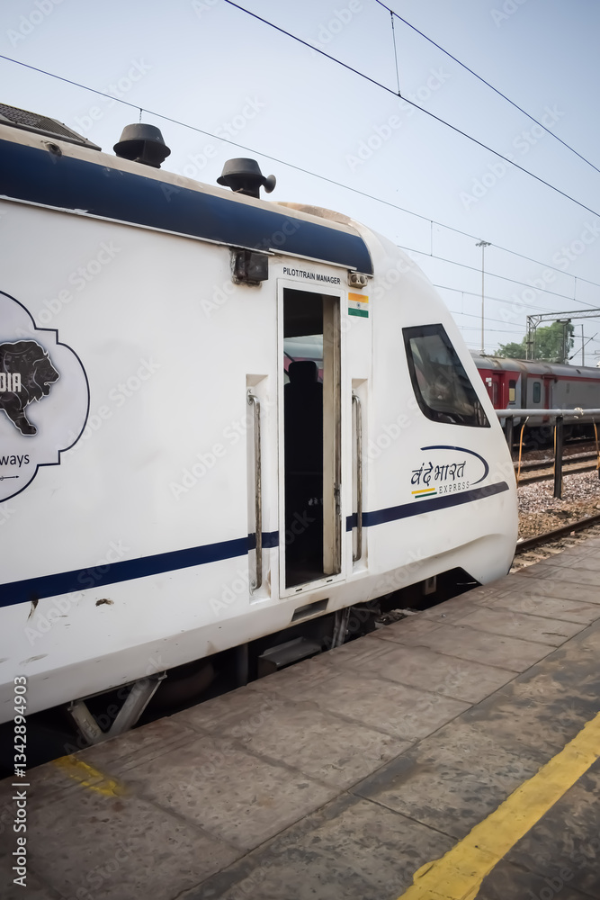 Delhi, India, Dec 31 2024 - Vande Bharat Express train going from Delhi ...