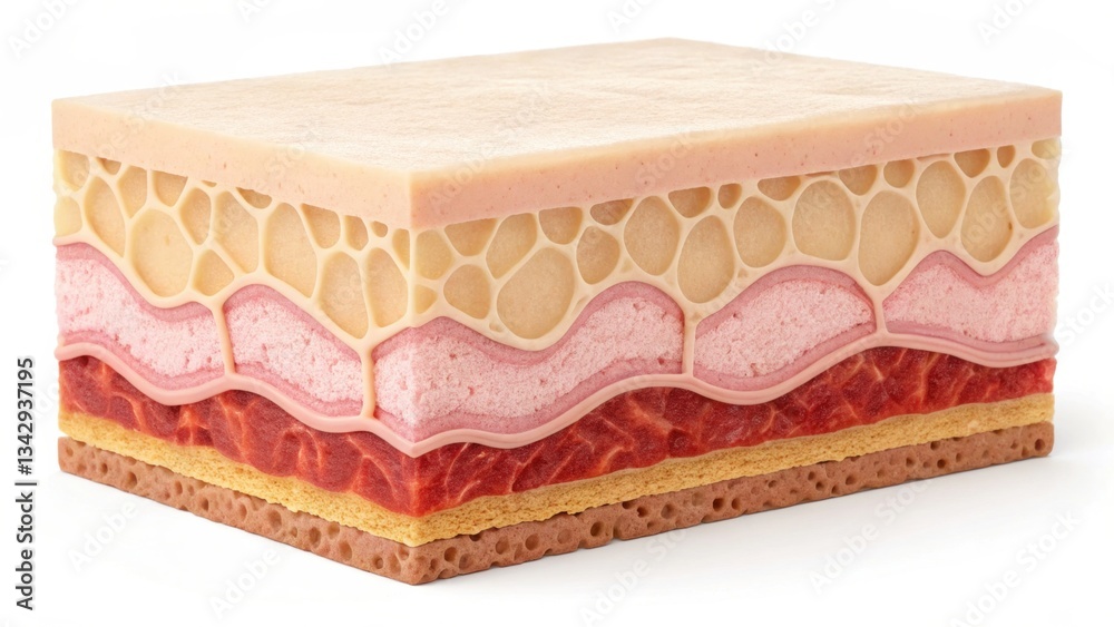 Skin Layer Cross-Section: A detailed cross-section of human skin layers ...