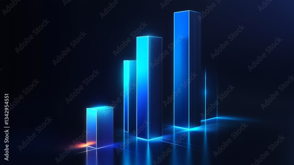 A modern D bar graph with five bars of different heights, using a ...