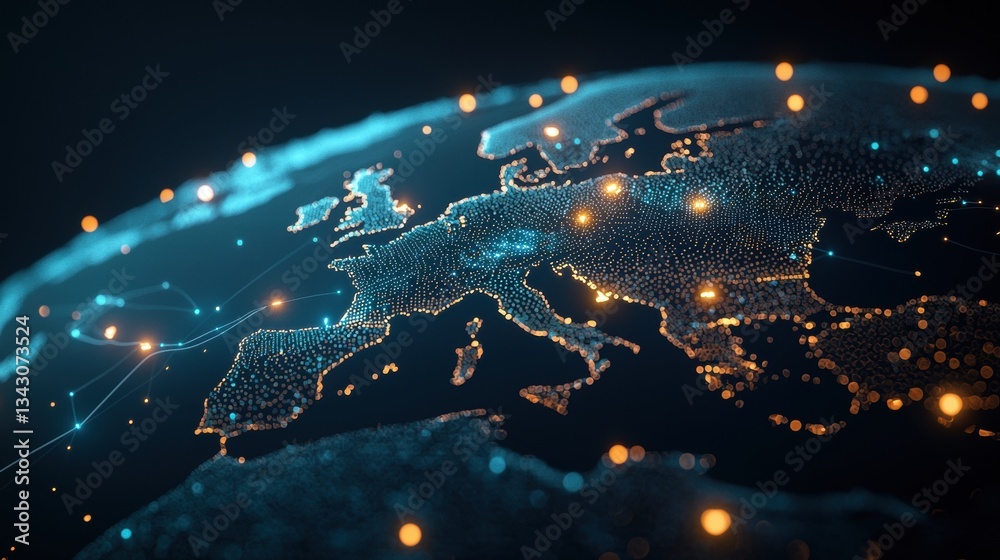 logistic Global Distribution Network Map A stylized map with icons ...